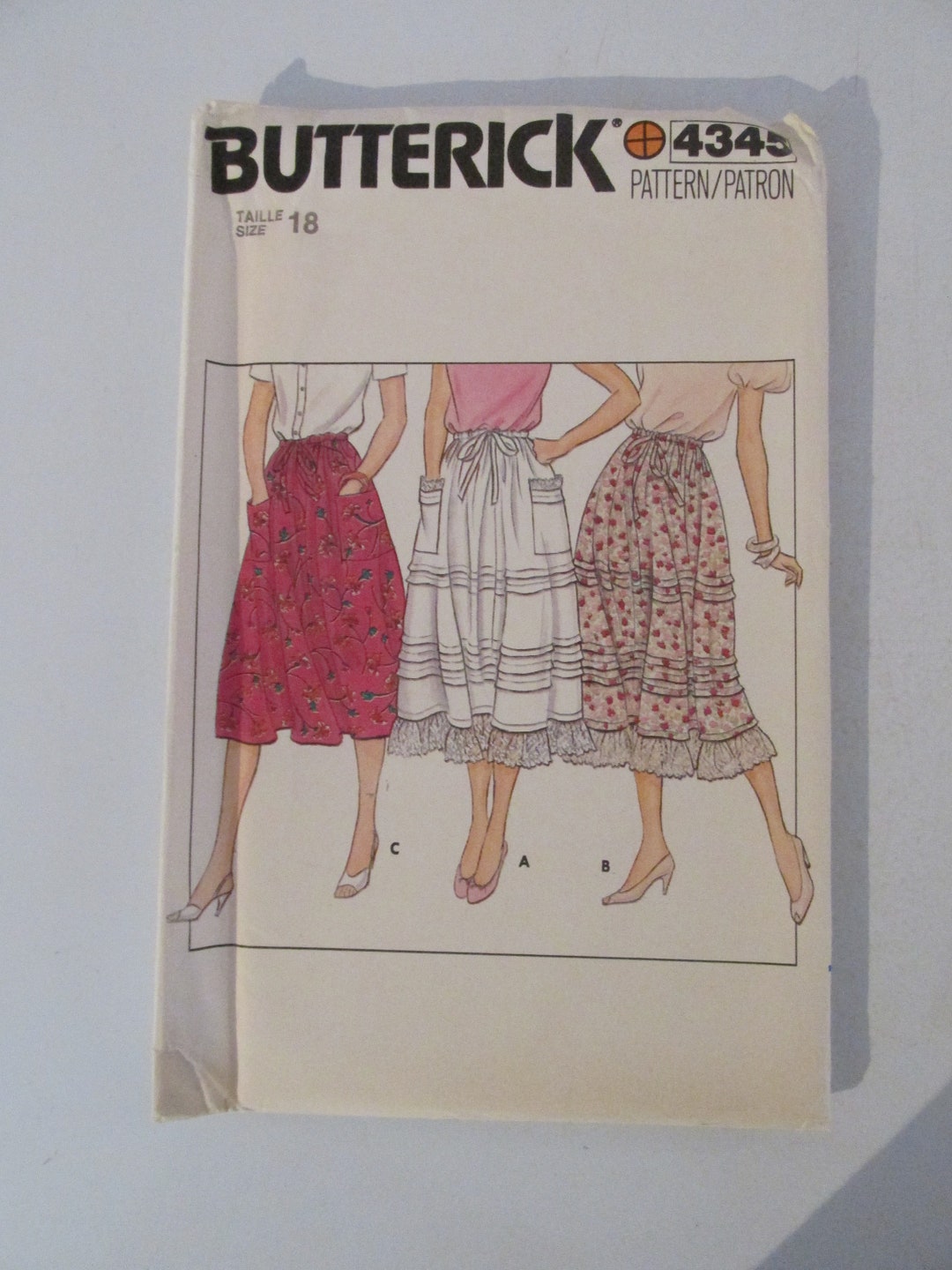 Butterick Sewing Pattern 4345 Skirt UNCUT Size 18 1980s Flared Skirt in ...