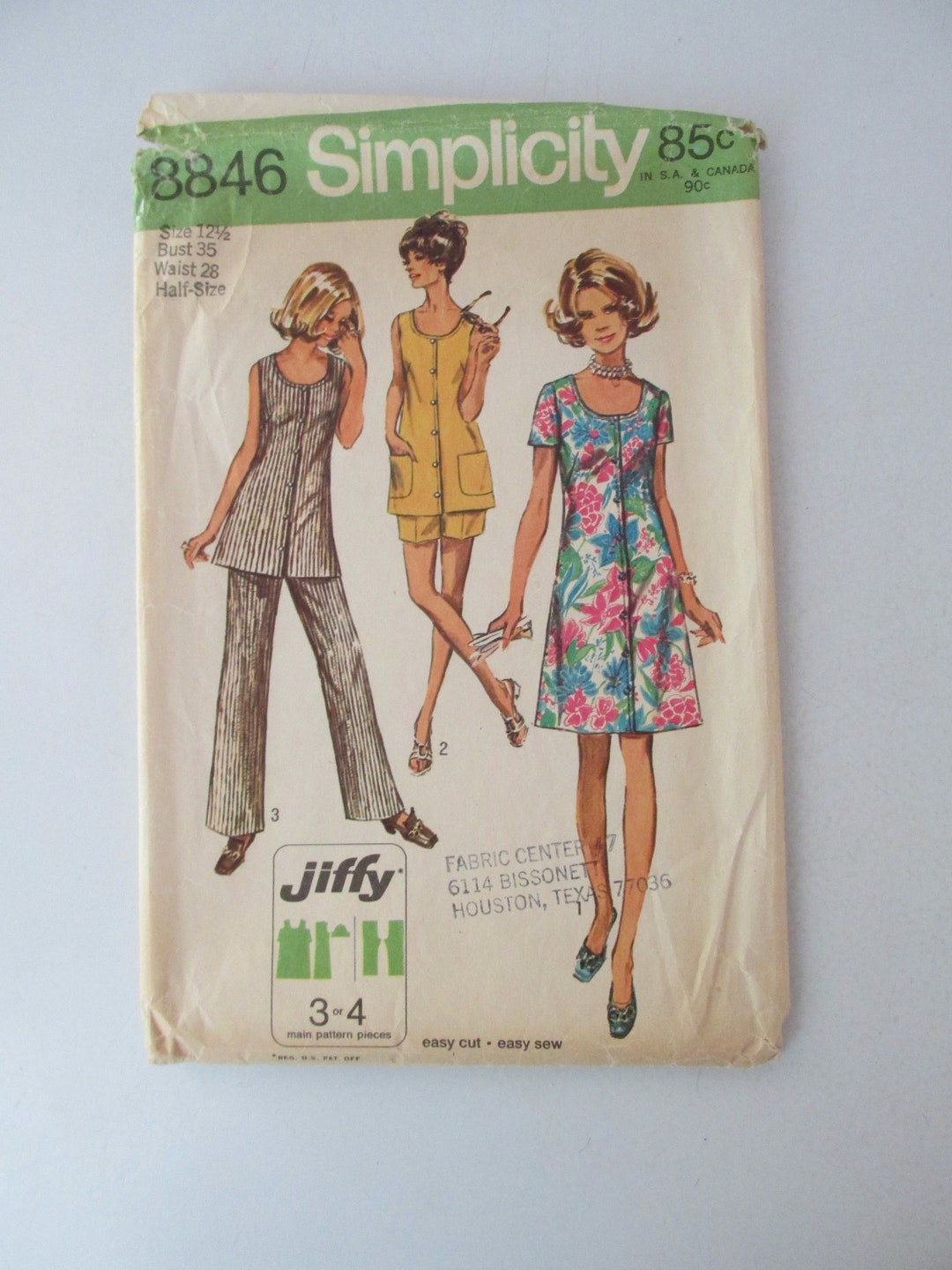Simplicity CUT Sewing Pattern 8846 Pants Dress or Tunic Size 12 1/2 ...