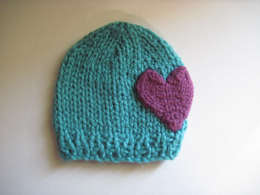 Knit Newborn Heart Hat aqua Grape Photo Shoot Prop Love Hat Valentines ...
