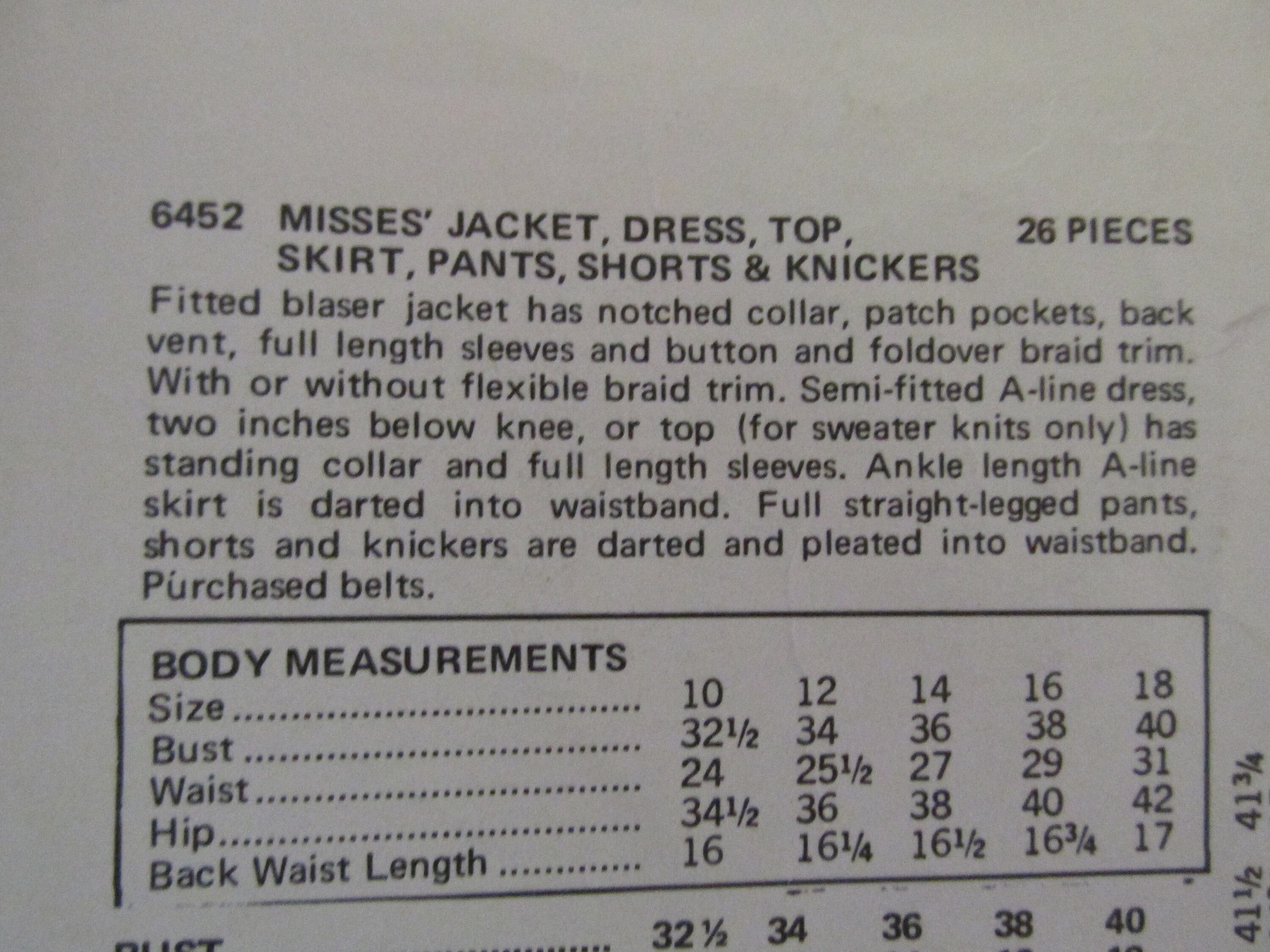 Butterick 6452 Sewing Pattern UNCUT Misses' | Etsy