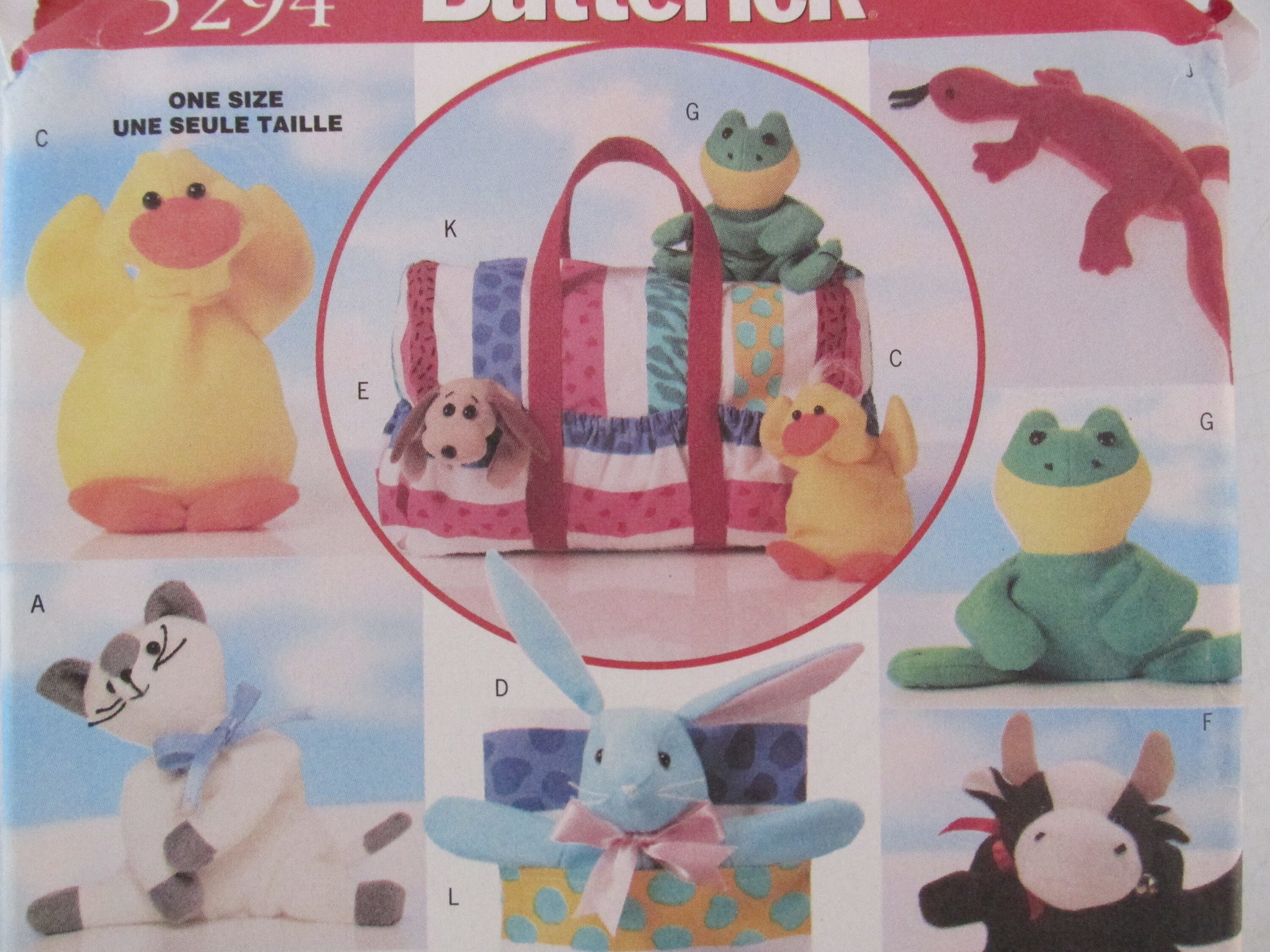 Butterick 5294 UNCUT Patrón de costura Bean Bag Animal | Etsy