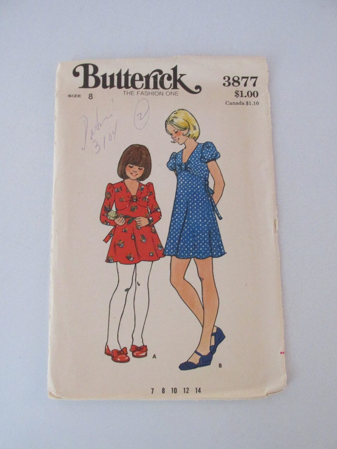 Butterick CUT Sewing Pattern 3877 Child Size 8 Complete Vintage 1970s ...