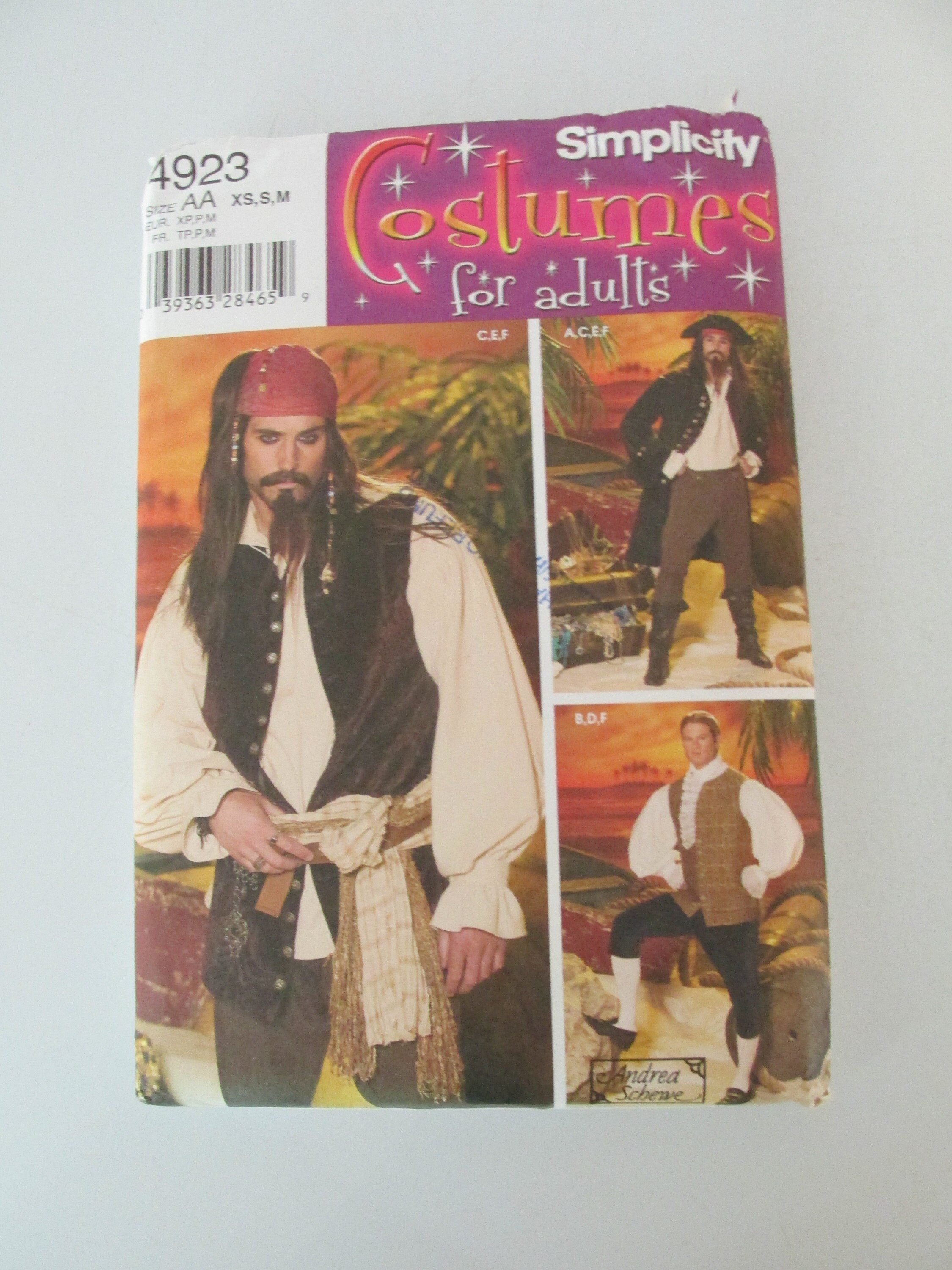 Simplicity 4923 Costume Sewing Pattern Adult Pirate | Etsy