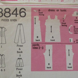 Simplicity CUT Sewing Pattern 8846 Pants Dress or Tunic Size 12 1/2 ...