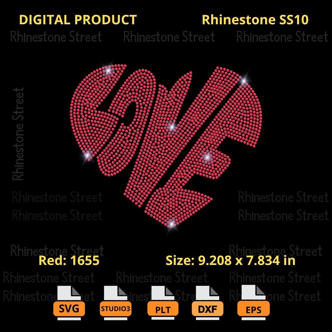 Heart Shaped Love Rhinestone Template DIY Shirt Design Download ...
