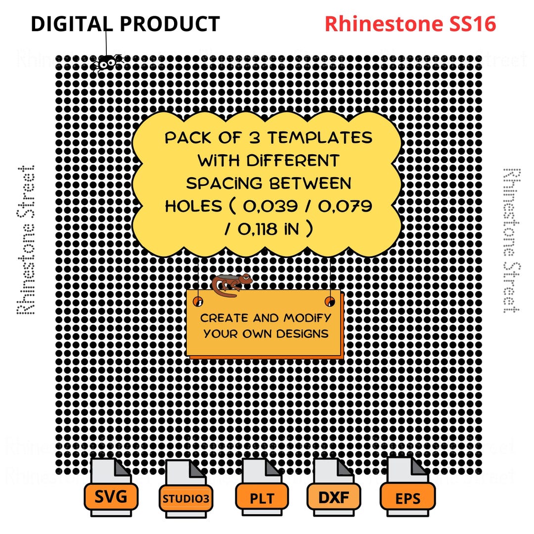 Rhinestone Template SS16 for Hotfix Designs | Bundle of 3 Templates ...