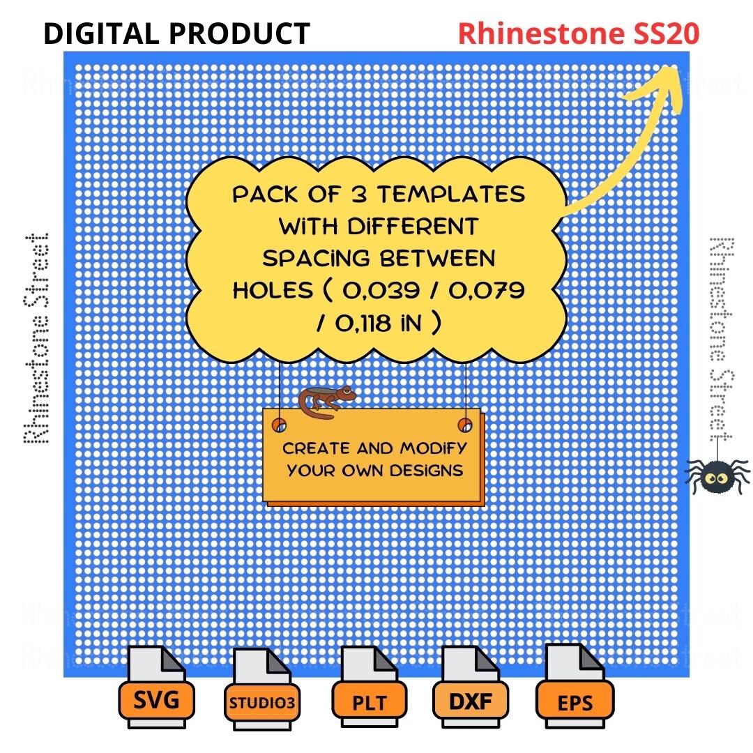 Rhinestone Template SS20 for Hotfix Designs | Bundle of 3 Templates ...