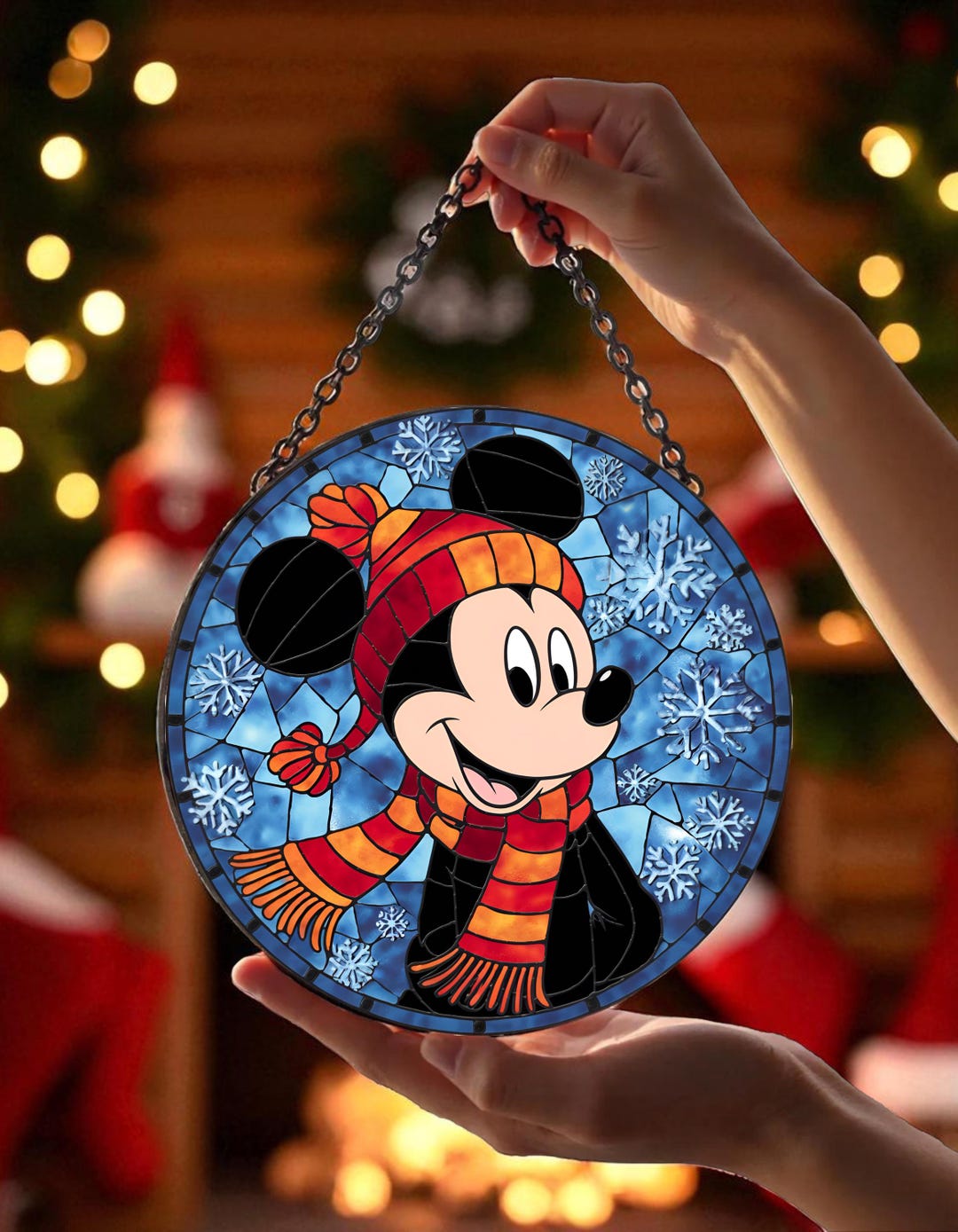 Disney Mickey Mouse Stained Glass Suncatcher, Christmas Window Decor ...