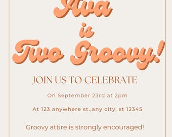 Two Groovy Second Birthday Invitations - Etsy
