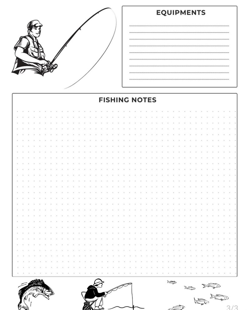 Printable Fishing Log Book | Surfcasting Fishing Journal | PDF Download ...