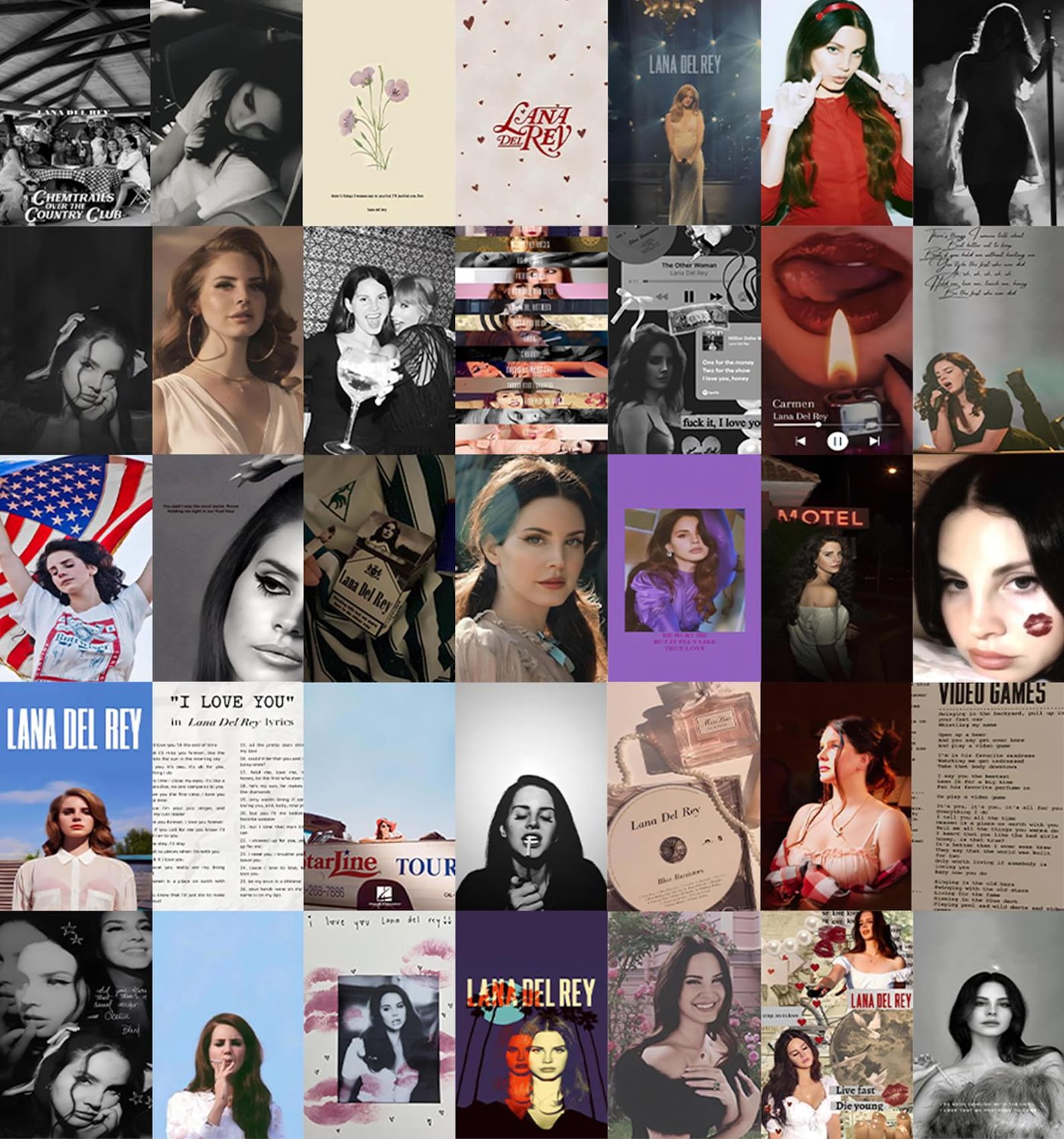 50 PCS Lana Del Rey Music Poster, Digital Download HD Aesthetic 4x6 ...