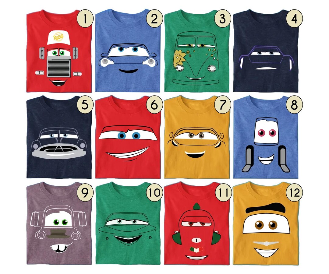 Disney Cars Face Outline Family Matching Shirt, Disney Birthday Crew ...