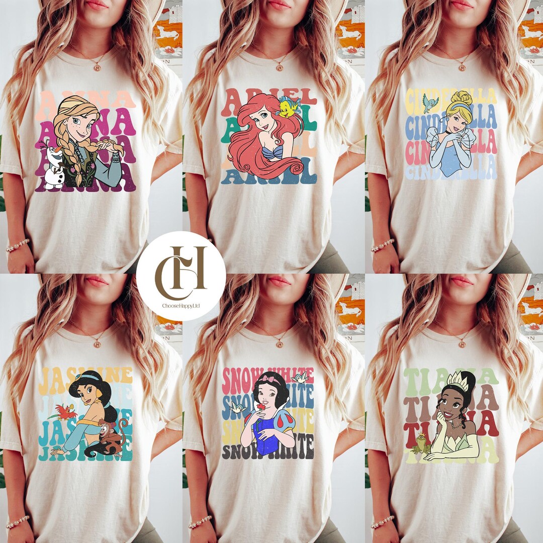 Disney Princess Shirt, Disney Princess Birthday Shirt, Watercolor Disney Princess T-shirt ...