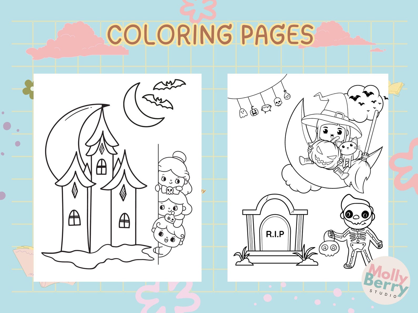 Halloween Coloring Pages, Spooky Cute, Coloring Pages, Cute Coloring ...