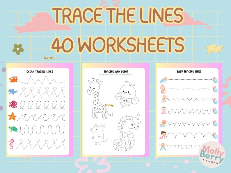 Line Tracing Worksheet, Printable Activities, Montessori Toddler ...