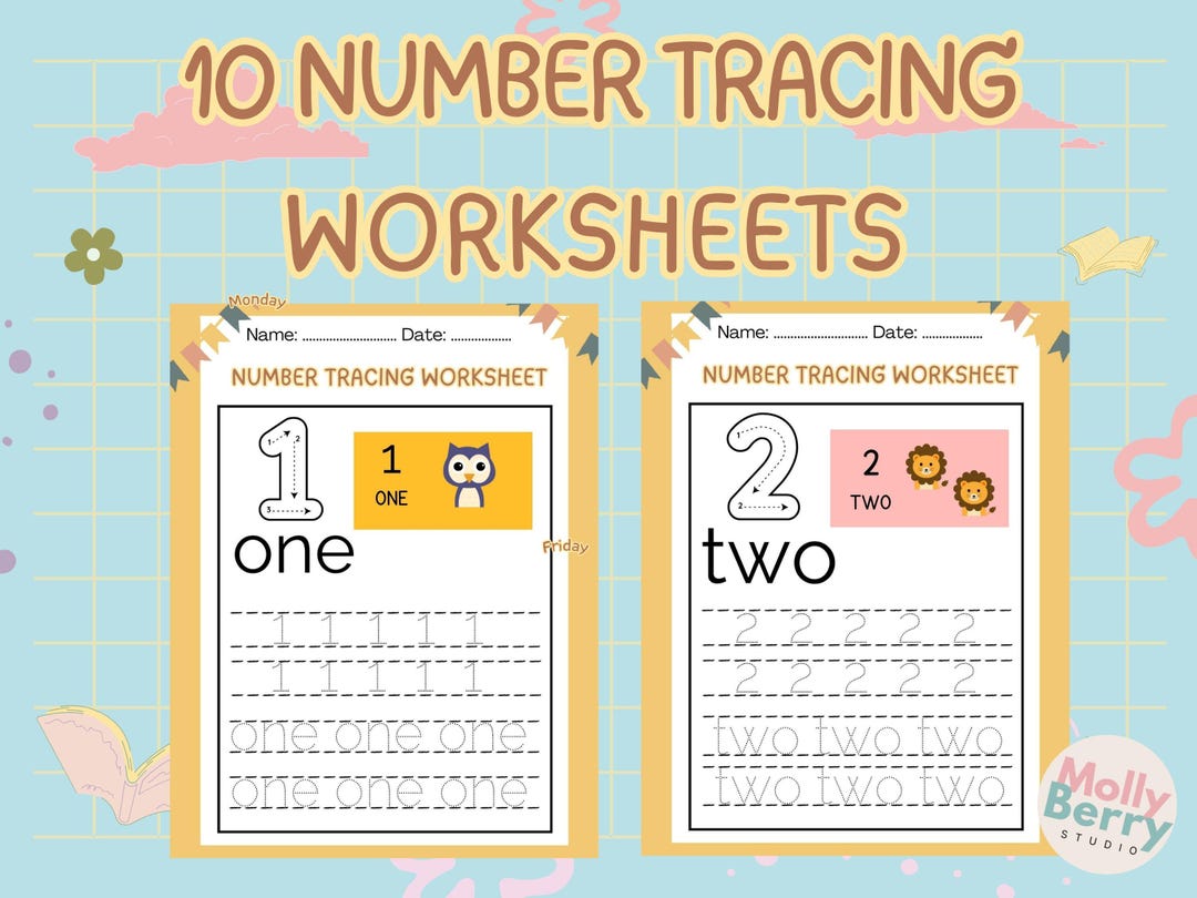 10 Number Tracing Worksheets, Traceable Numbers, Preschool Printable ...