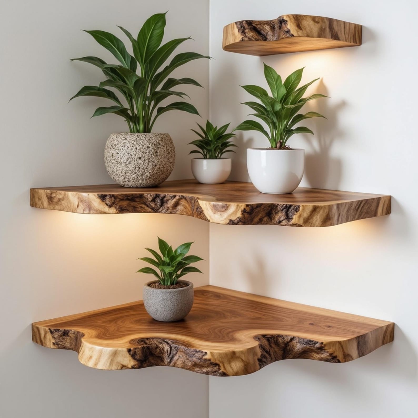 Live Edge Corner Floating Shelf Rustic Wall Mounted Wood Decor ...