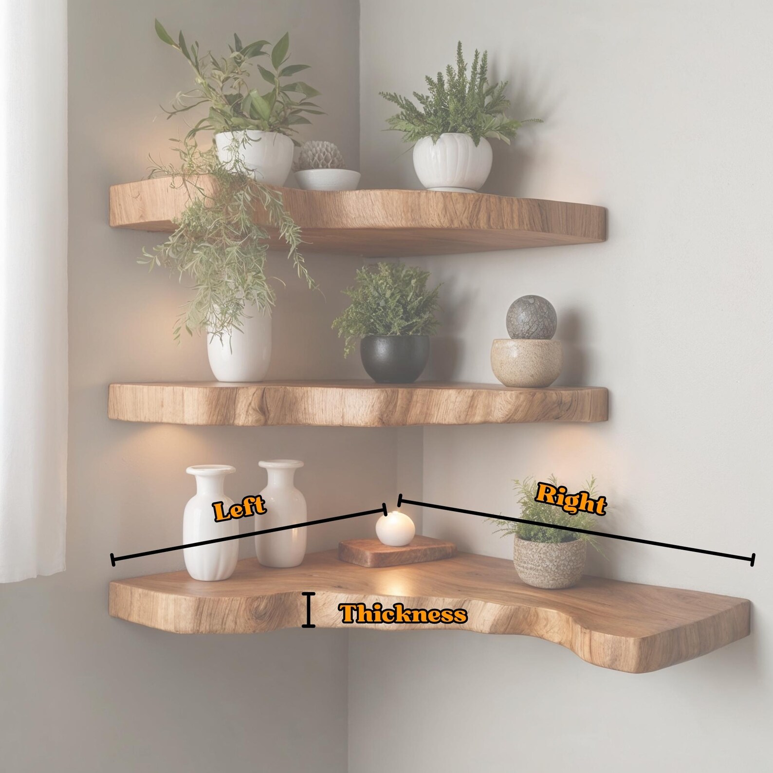 Unique Corner Wall Shelf Floating Corner Shelves Large Handmade Corner ...