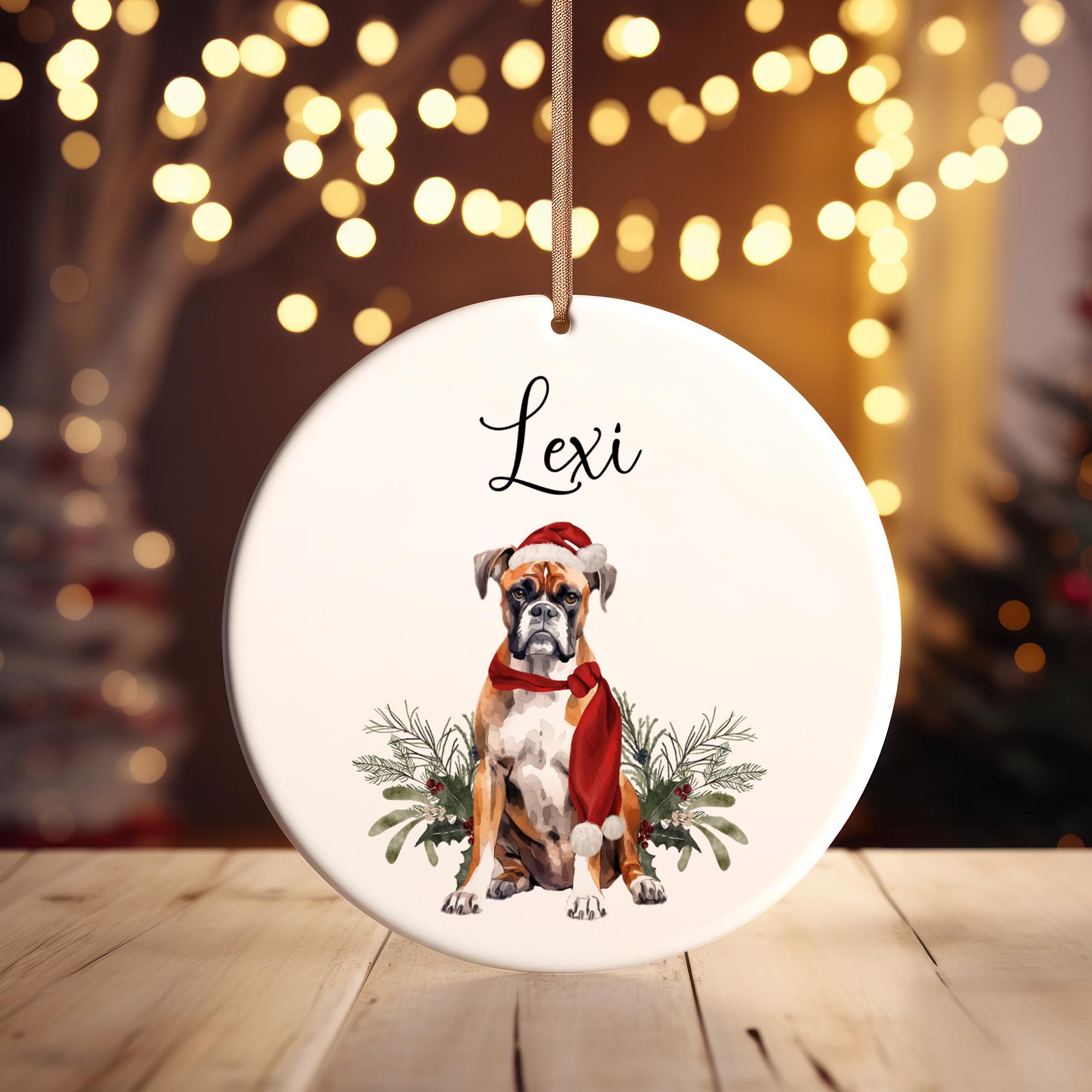 Boxer Dog Personalized Dog Christmas Ornament, Pet Memorial Ornament ...