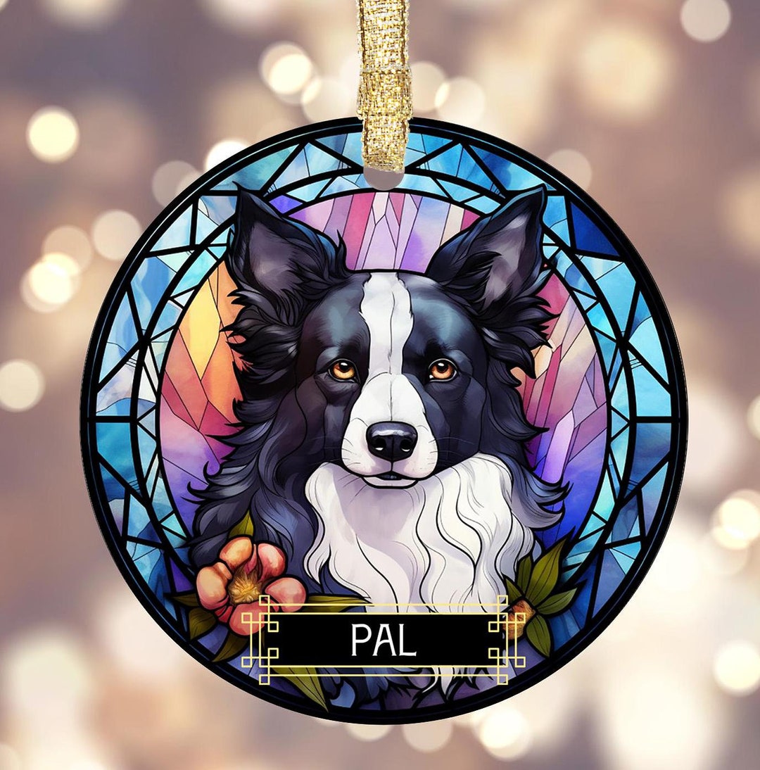 Personalized Border Collie Dog Mosaic Christmas Ornament, Custom Border ...