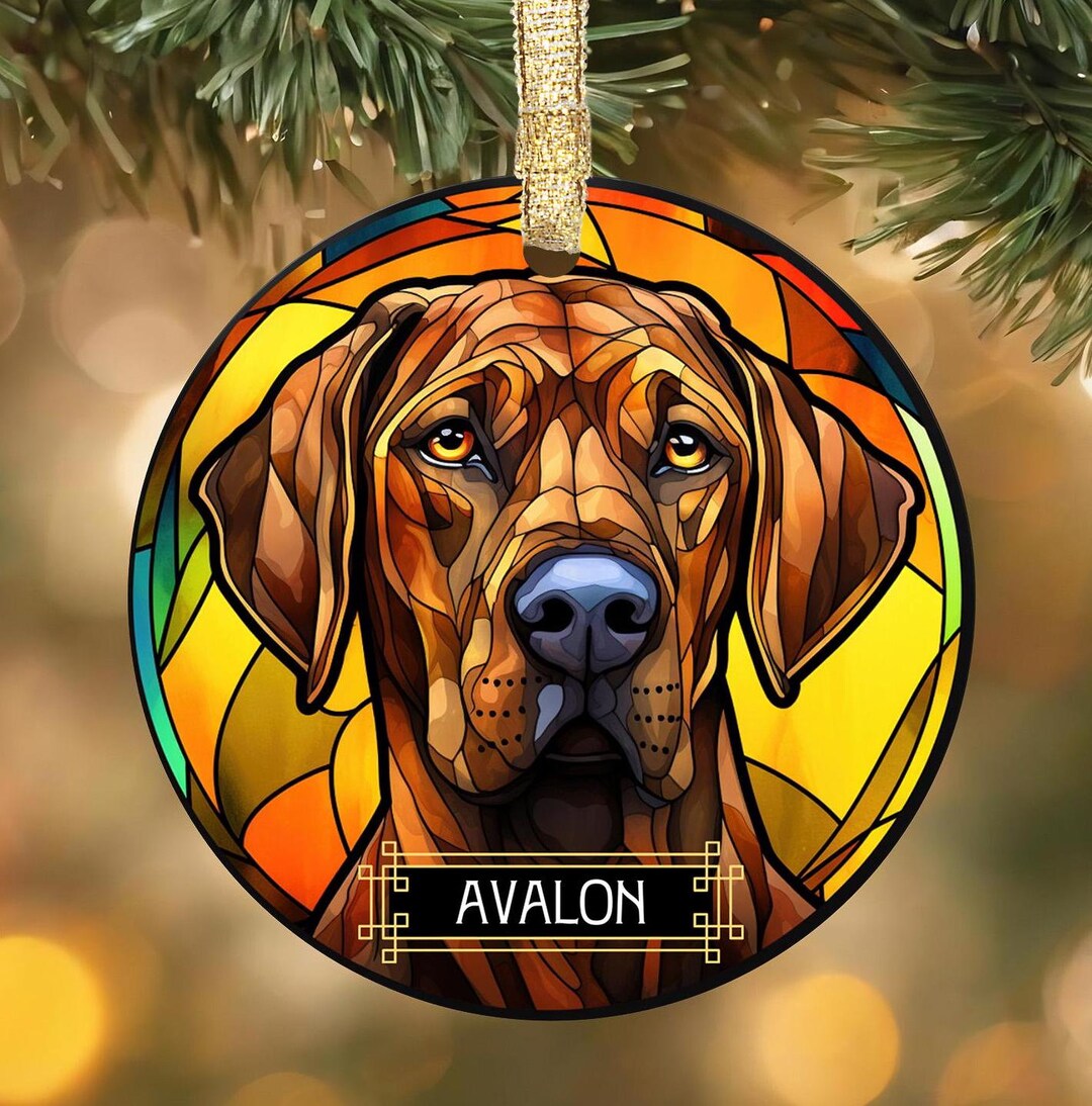 Personalized Rhodesian Ridgeback Dog Mosaic Christmas Ornament, Custom ...