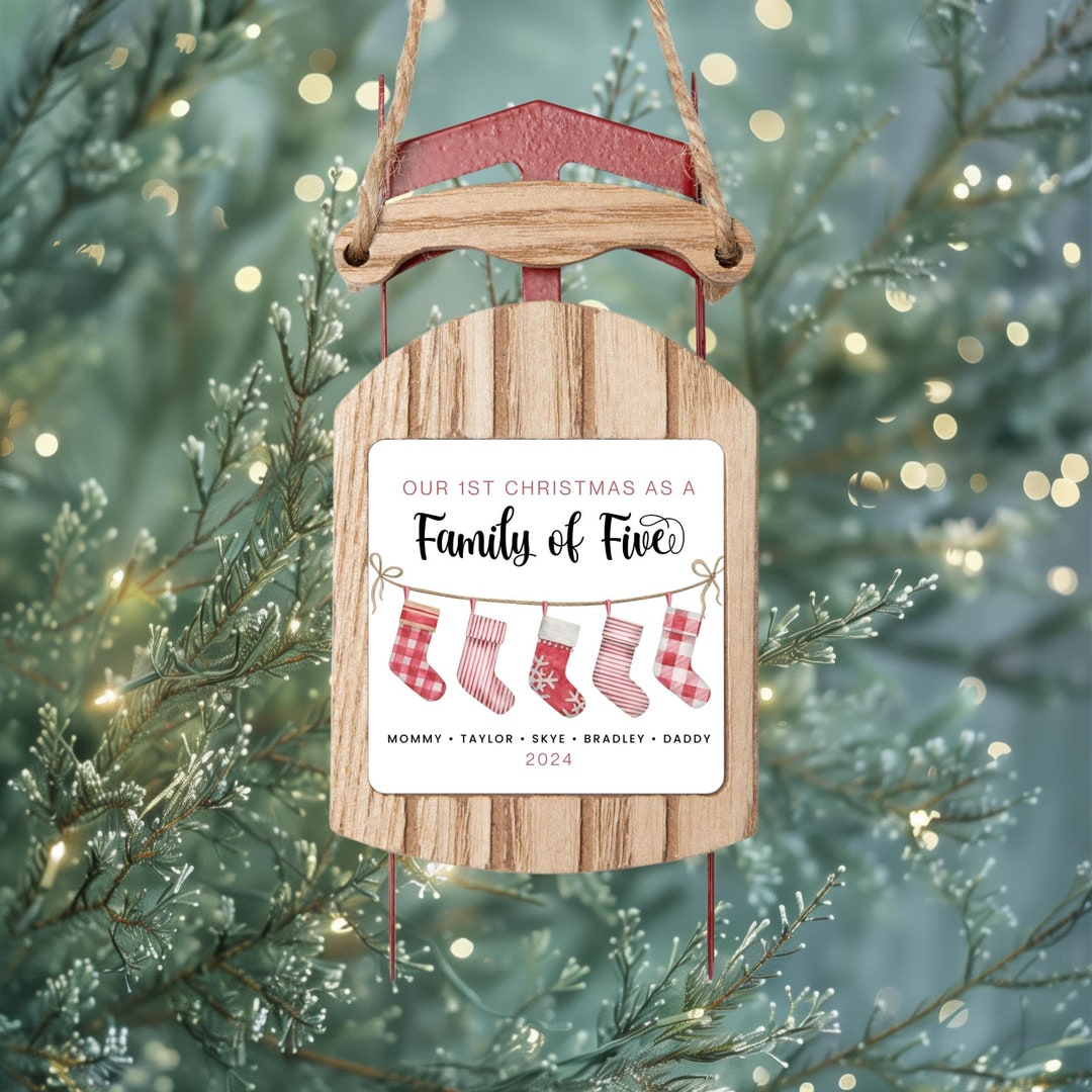 Custom First Christmas as a Family of Five Ornament, Personalized Names ...