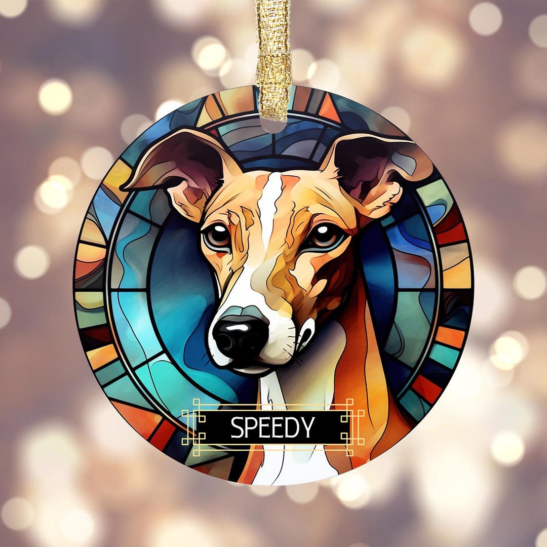 Personalized Whippet Dog Mosaic Christmas Ornament, Custom Whippet Dog ...