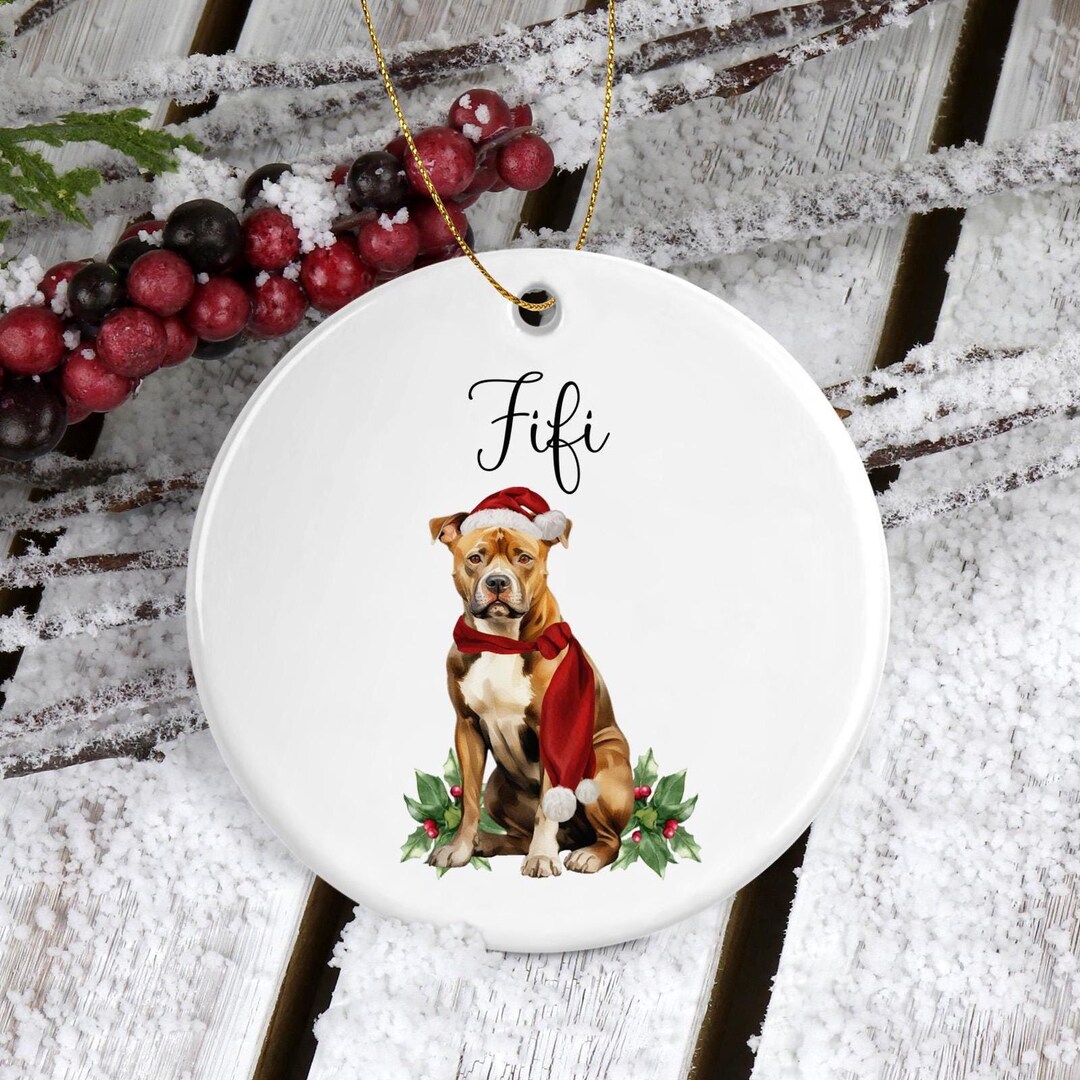 American Staffordshire Terrier Personalized Dog Christmas Ornament, Pet ...