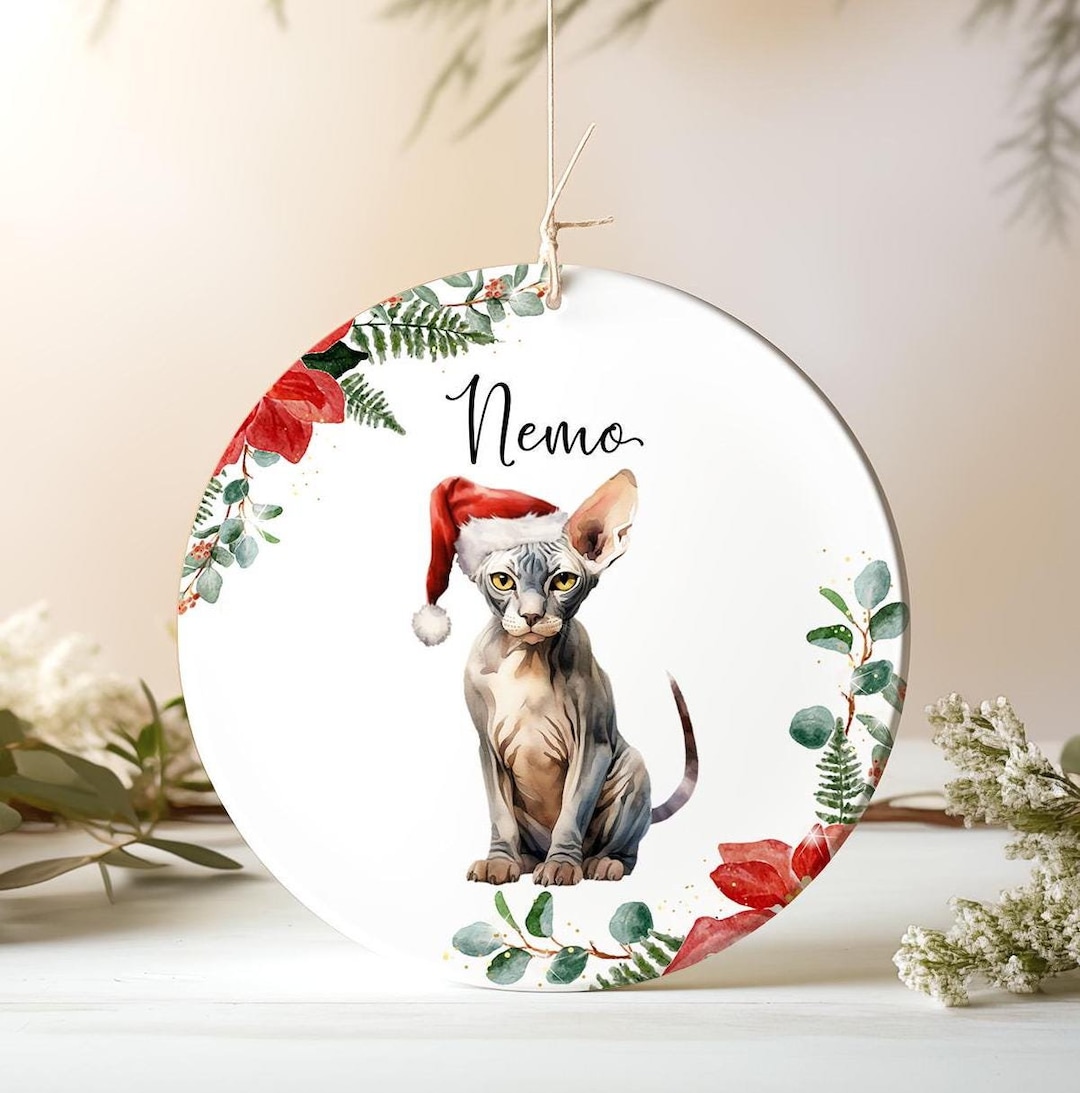 Personalized Sphynx Cat Christmas Ornament, Custom Cat Ornament, Cat ...