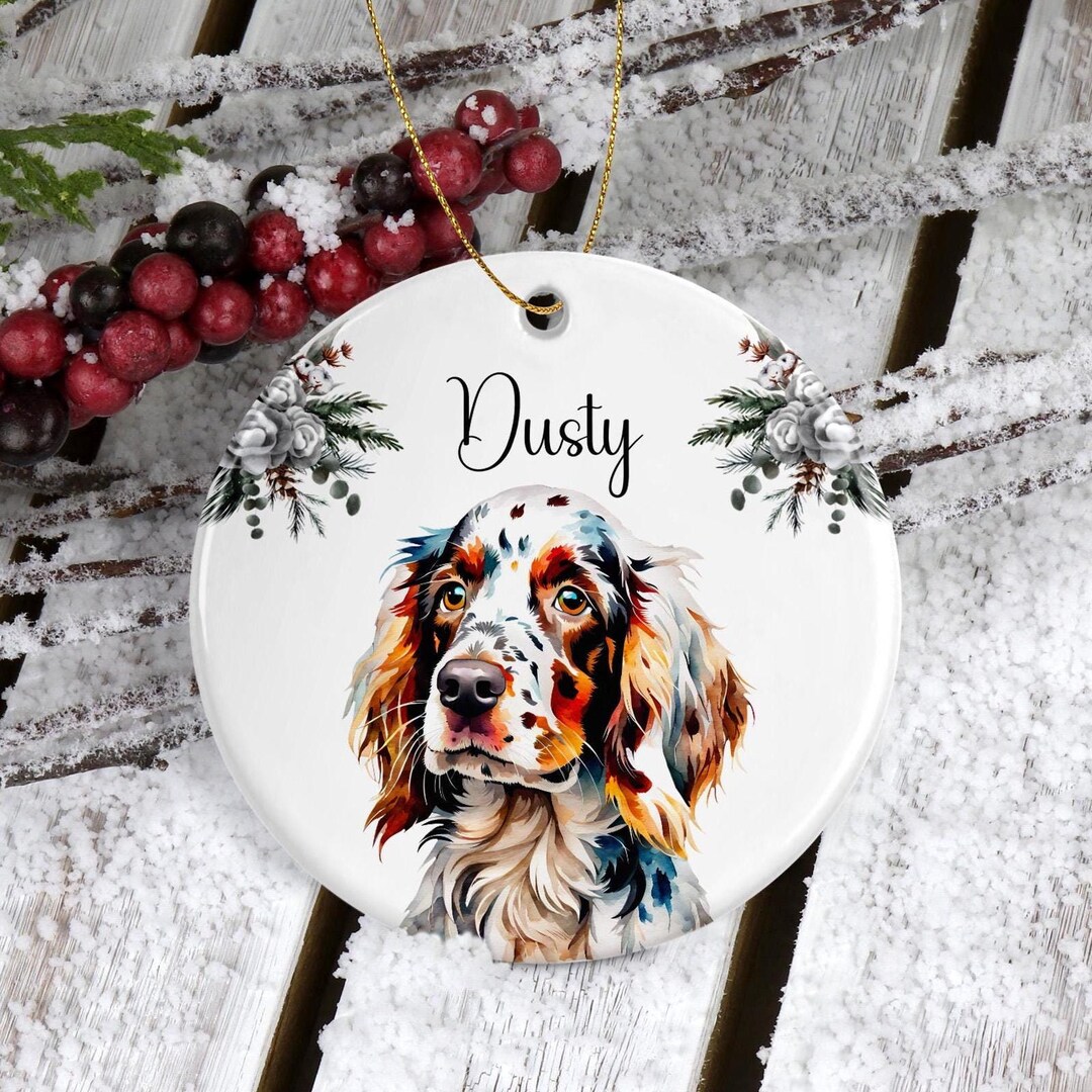 English Setter Dog Personalized Dog Christmas Ornament, Pet Memorial ...