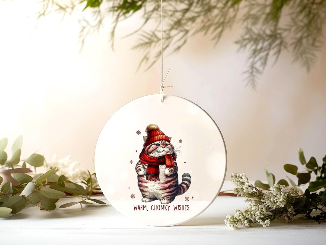 Funny Fat Cat Christmas Ornament "warm, Chonky Wishes", Funny Gift for ...
