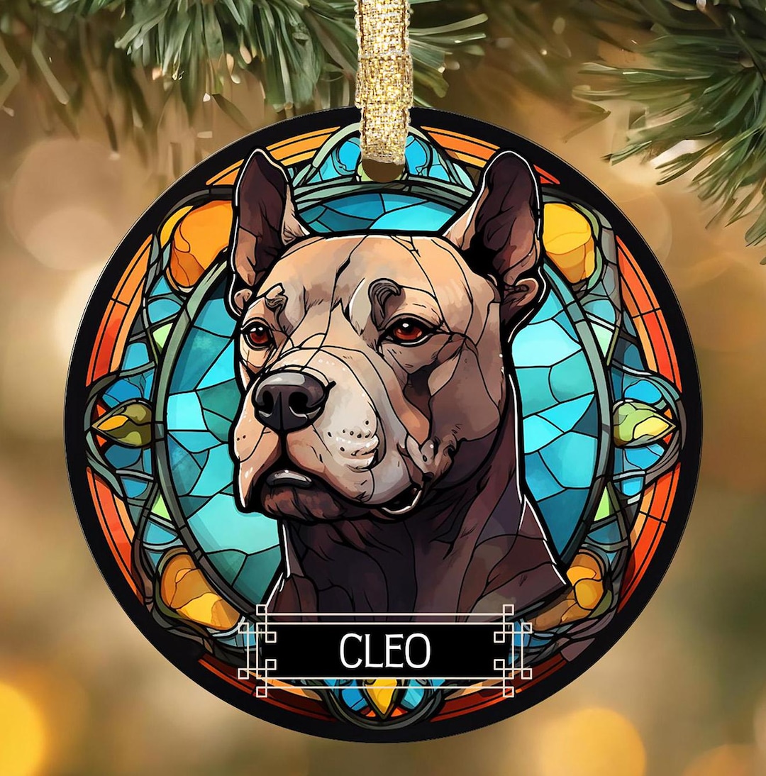 Personalized Pit Bull Dog Mosaic Christmas Ornament, Custom Pit Bull ...