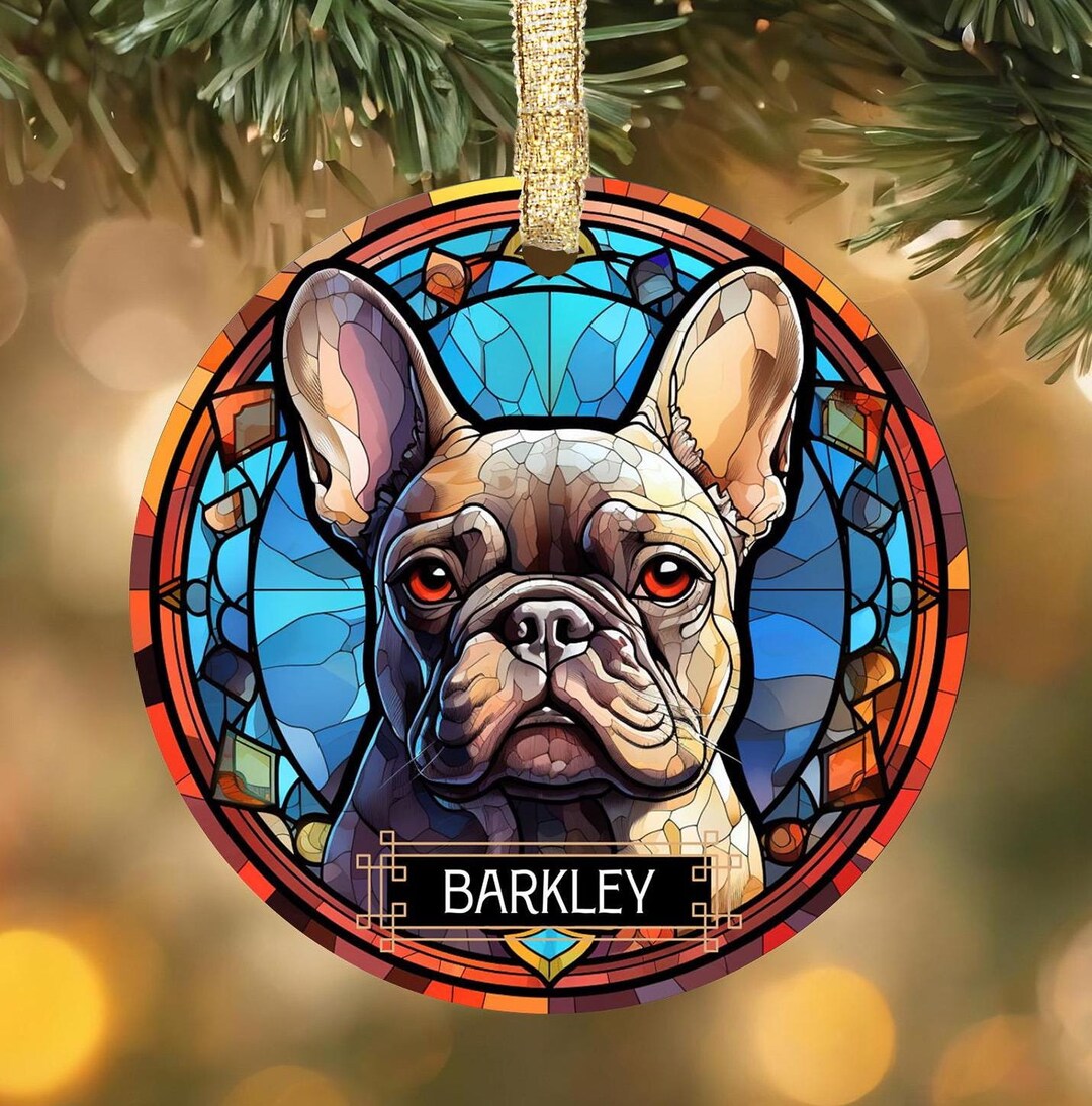 Personalized French Bulldog Retriever Dog Mosaic Christmas Ornament ...