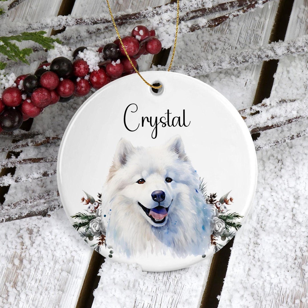 Samoyed Dog Personalized Dog Christmas Ornament, Pet Memorial Ornament ...