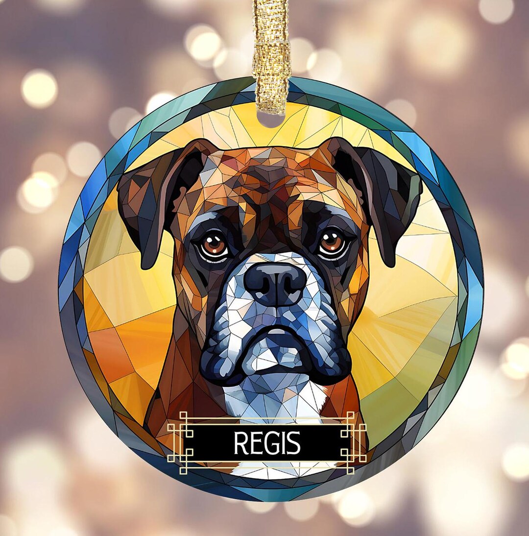 Personalized Boxer Dog Mosaic Christmas Ornament, Custom Boxer Ornament ...