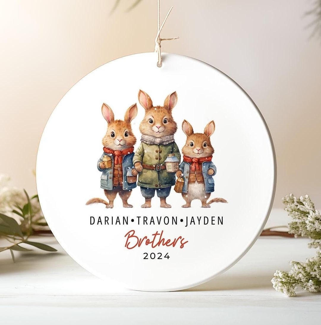 Custom Brothers Family Christmas Ornament, Personalized Names, 3 ...
