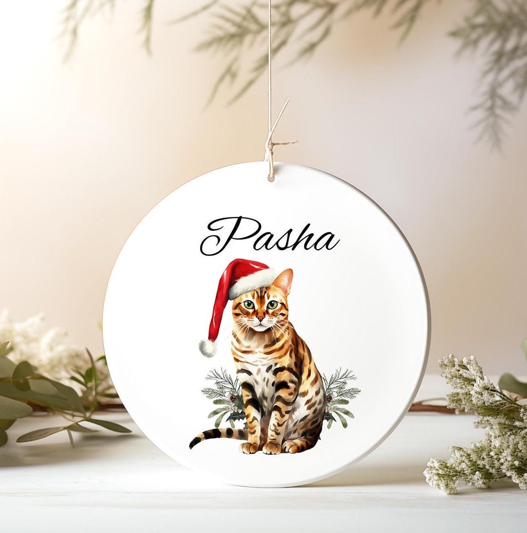 Personalized Bengal Cat Christmas Ornament, Custom Cat Ornament, Cat ...