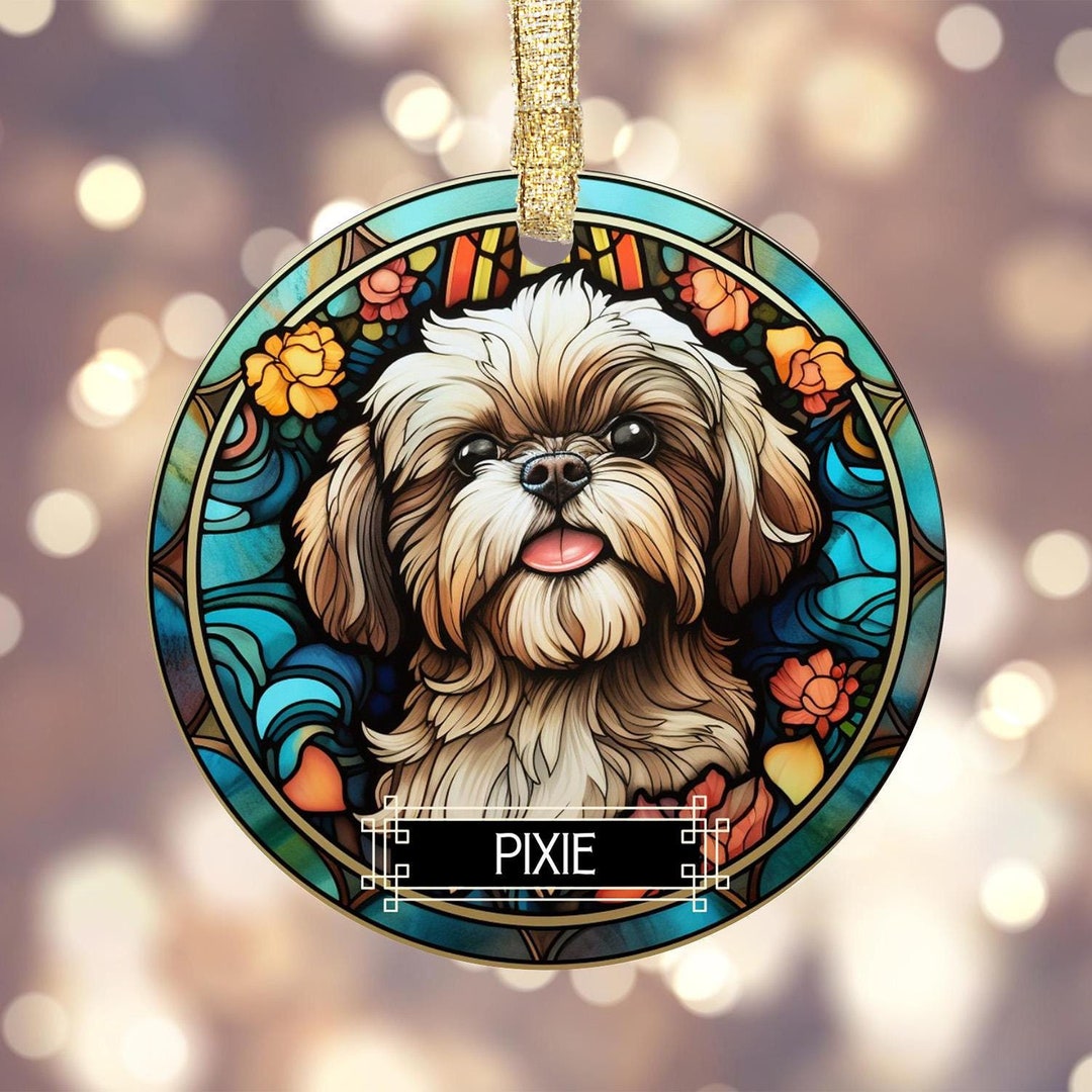 Personalized Shih Tzu Dog Mosaic Christmas Ornament, Custom Shih Tzu ...