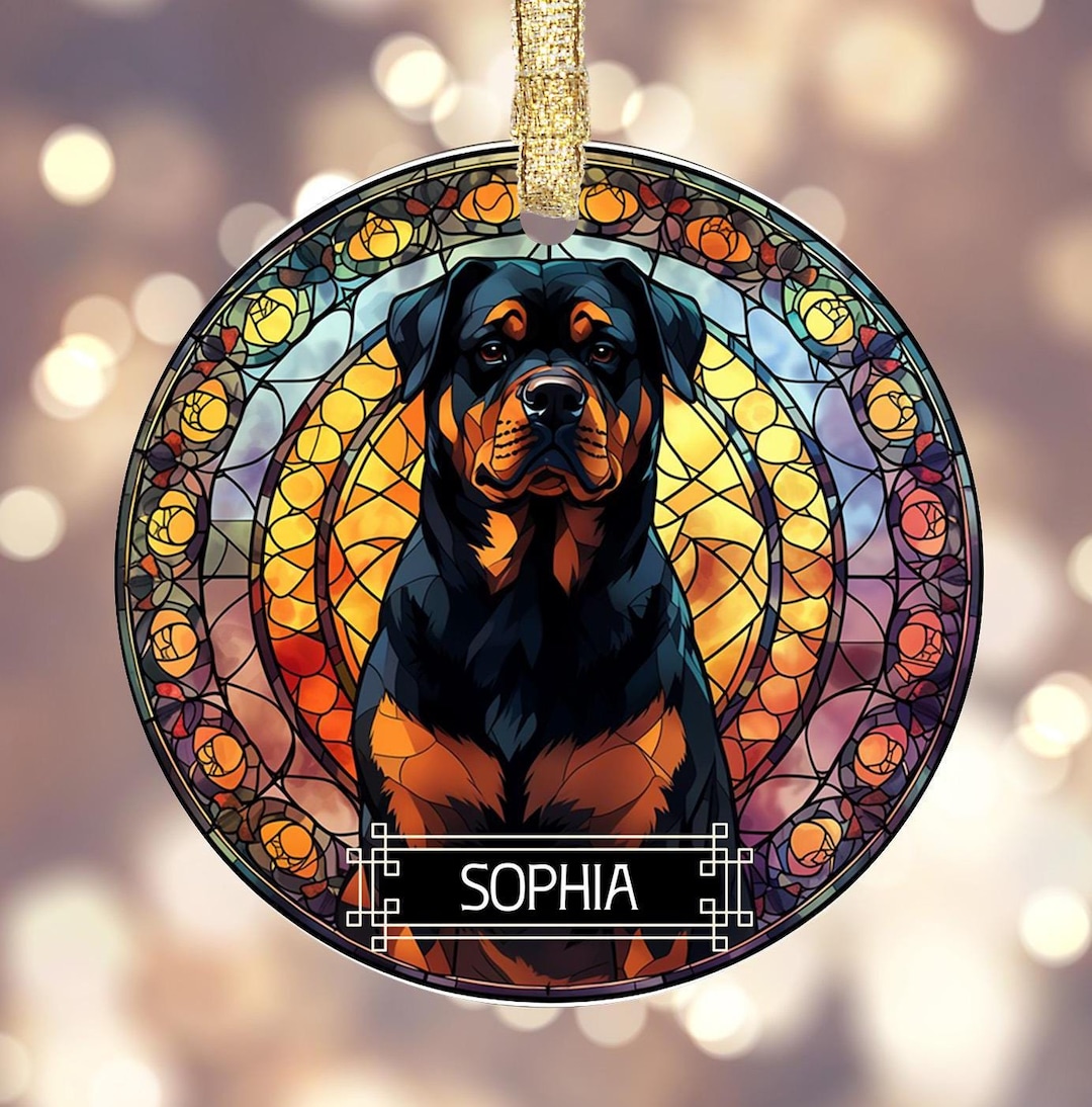 Personalized Rottweiler Dog Mosaic Christmas Ornament, Custom ...