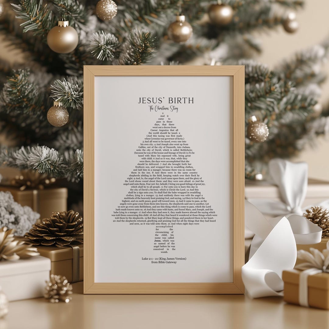 Christmas Story Printable Wall Art, Luke 2 1-21, Jesus Birth Scripture ...