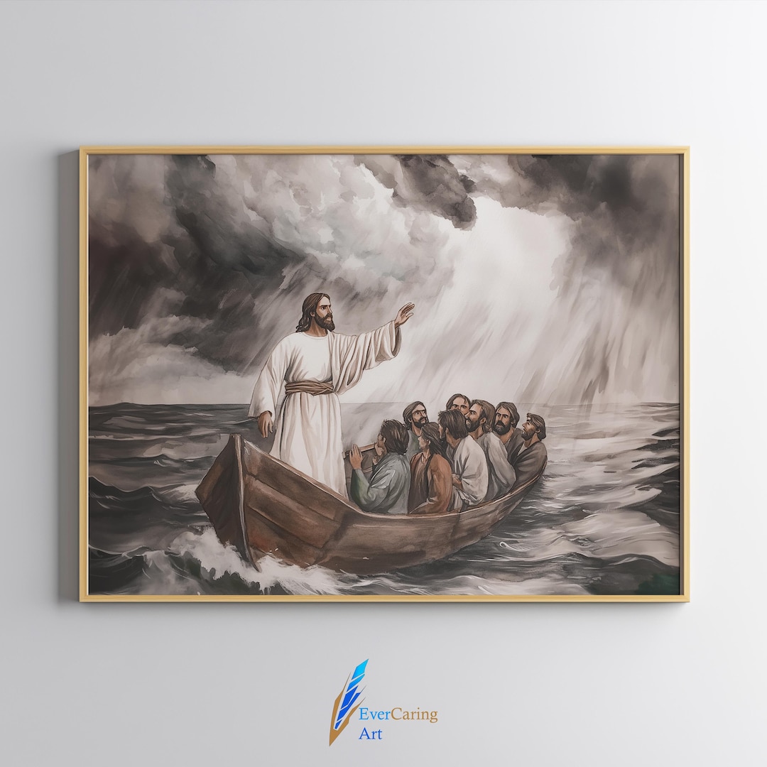 Jesus Calms the Storm, Jesus Watercolor Painting Printable Poster, LDS ...