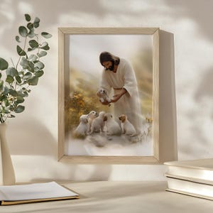 Jesus Loves Dogs, Christian Wall Art, Dog Lover Gift, Christ With ...