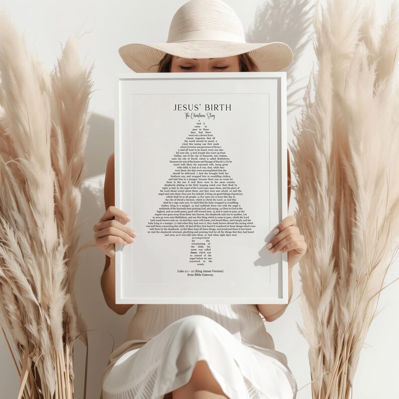 Christmas Story Printable Wall Art, Luke 2 1-21, Jesus Birth Scripture ...