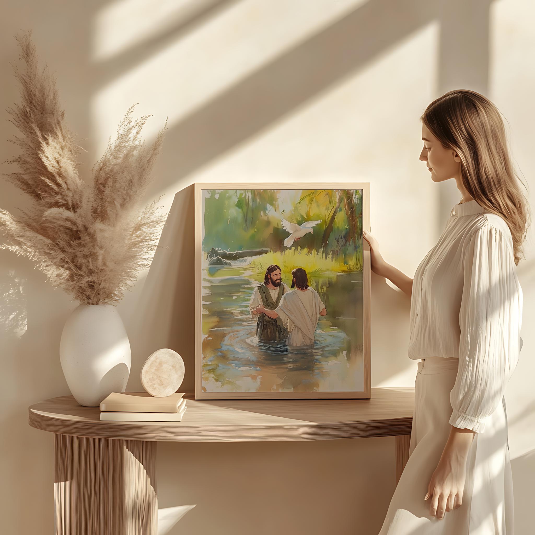 Baptism of Jesus Christ, Jesus and John the Baptist Art, Watercolor ...