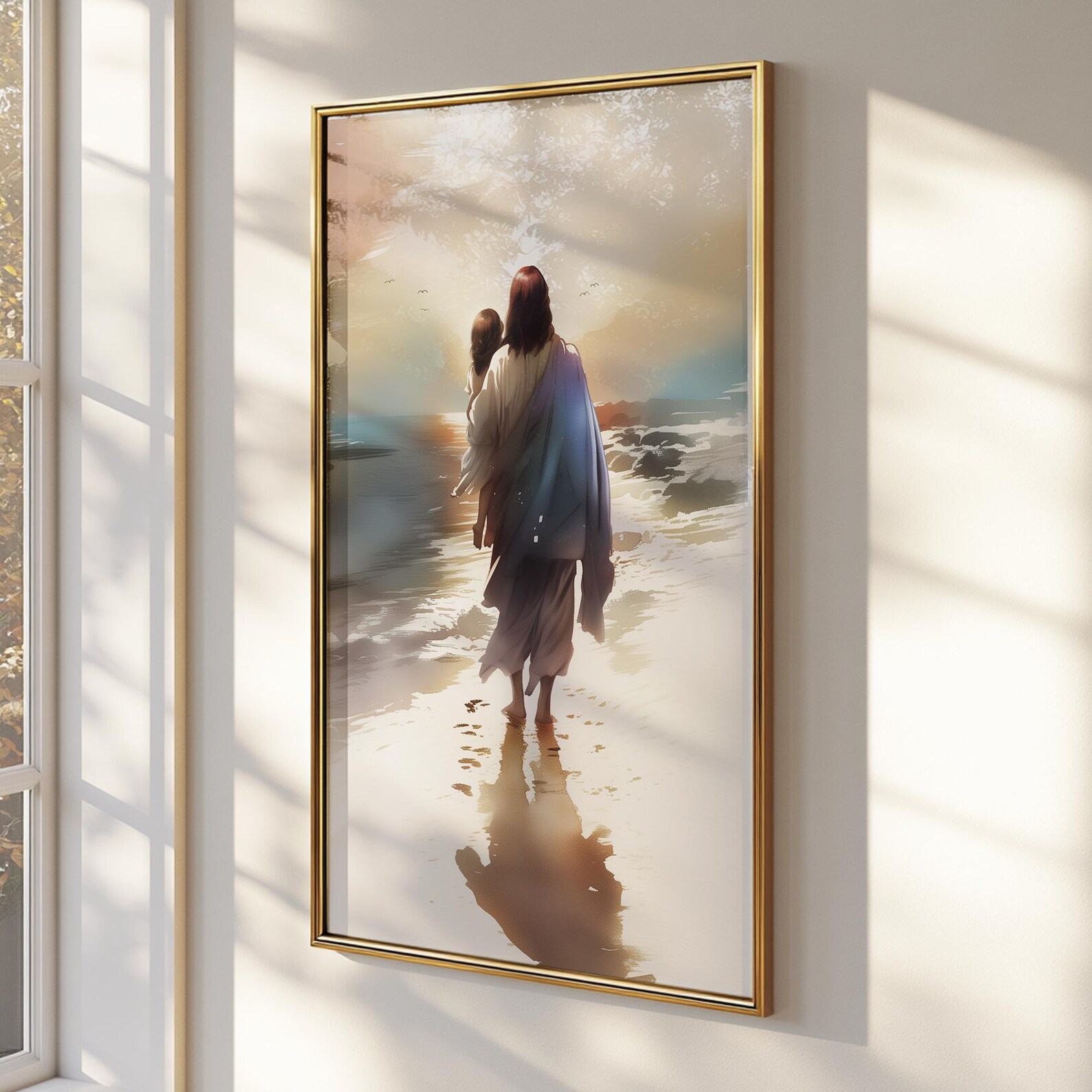 Christ’s Embrace, Footprints in the Sand, Jesus Christ and Child Art ...