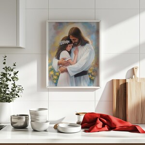 Jesus Embracing Child, Jesus Hugging Little Girl Watercolor Art ...
