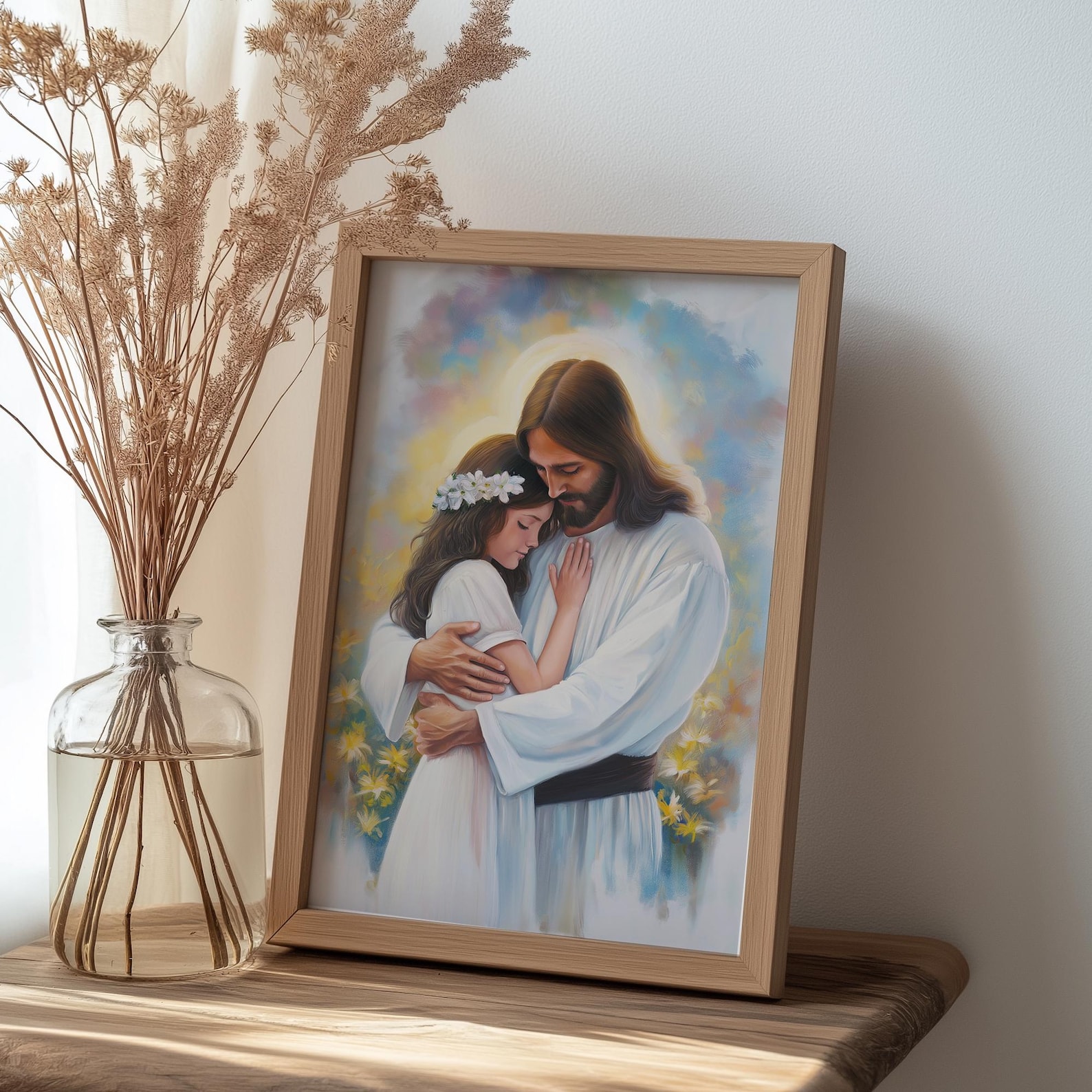 Jesus Embracing Child, Jesus Hugging Little Girl Watercolor Art ...