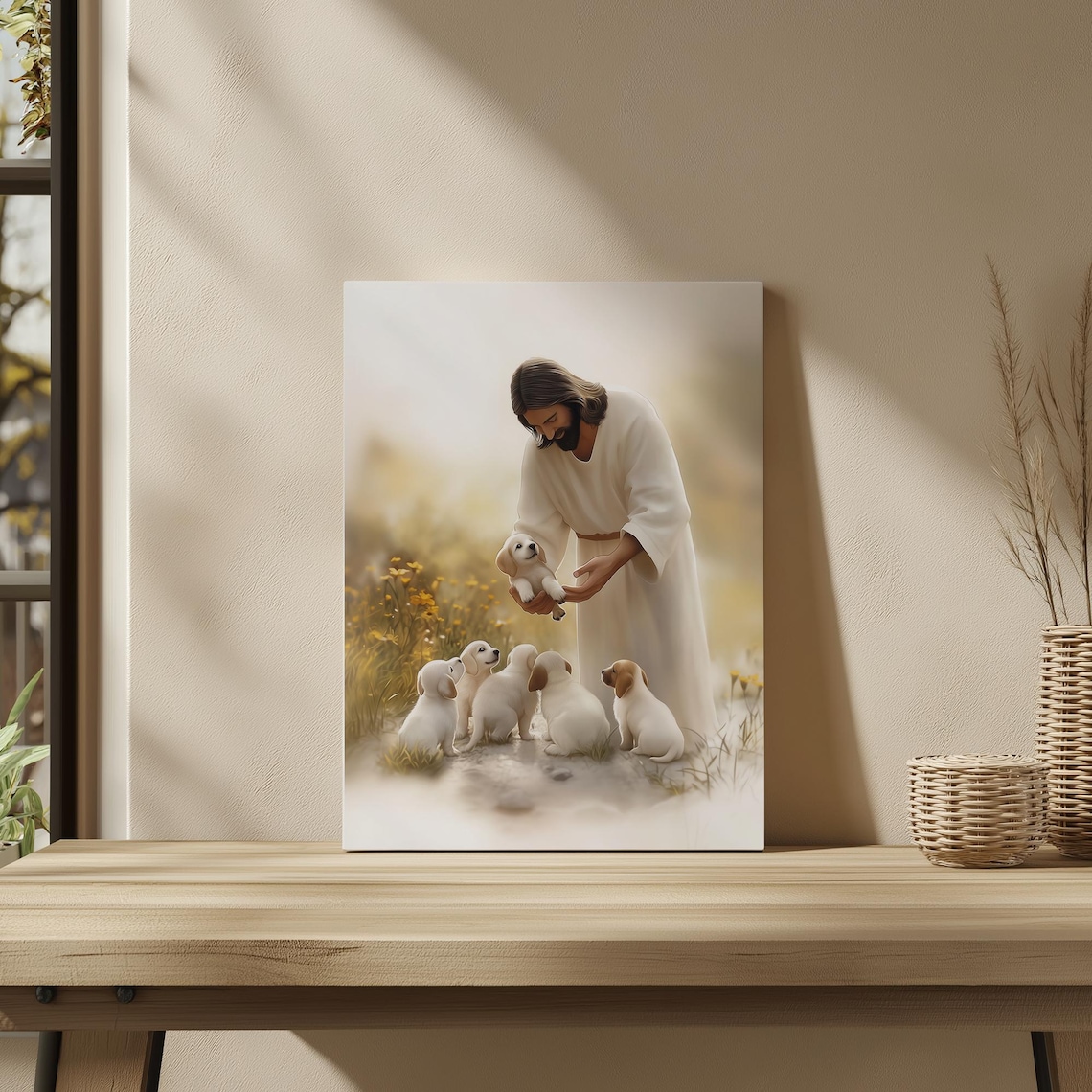 Jesus Loves Dogs, Christian Wall Art, Dog Lover Gift, Christ With ...
