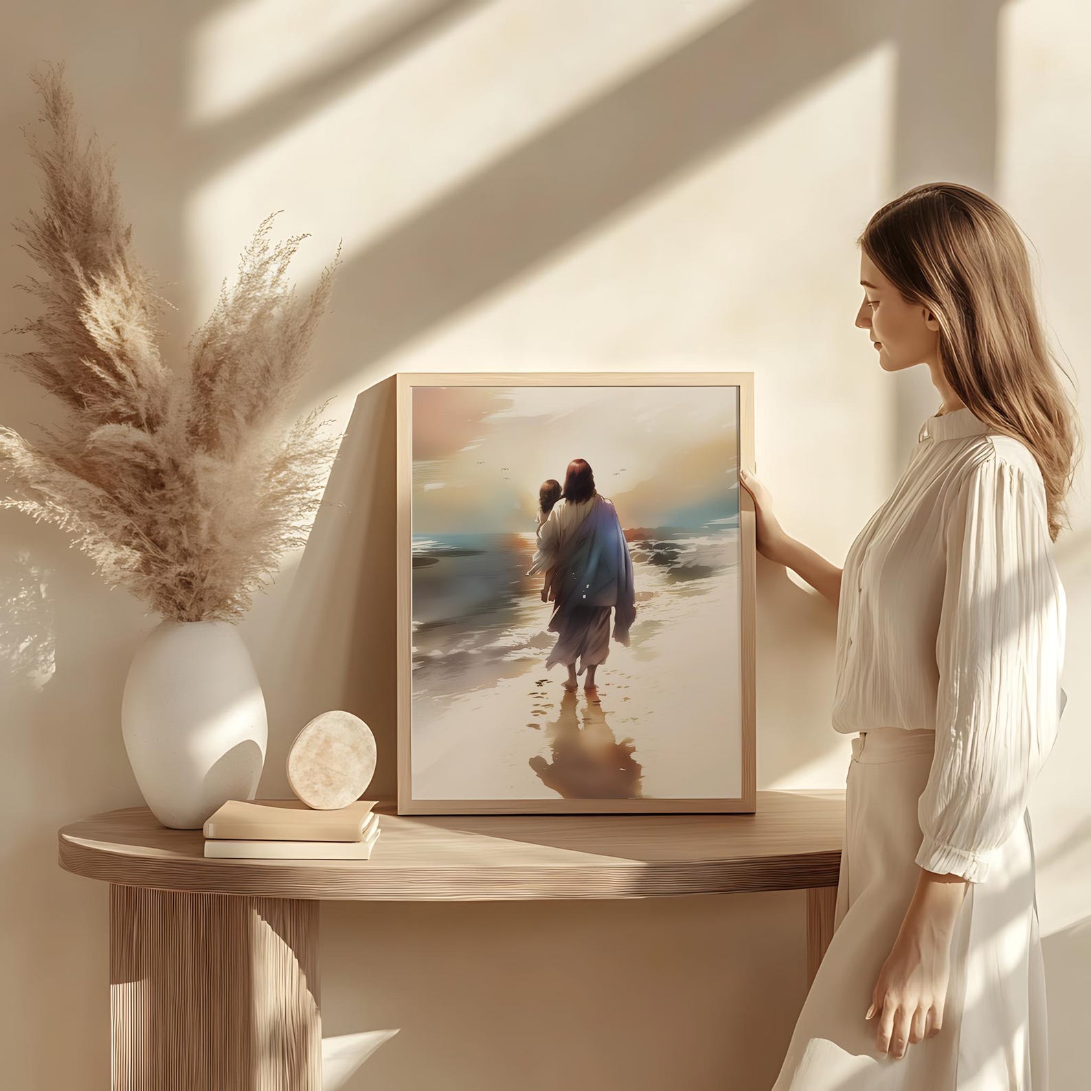 Christ’s Embrace, Footprints in the Sand, Jesus Christ and Child Art ...