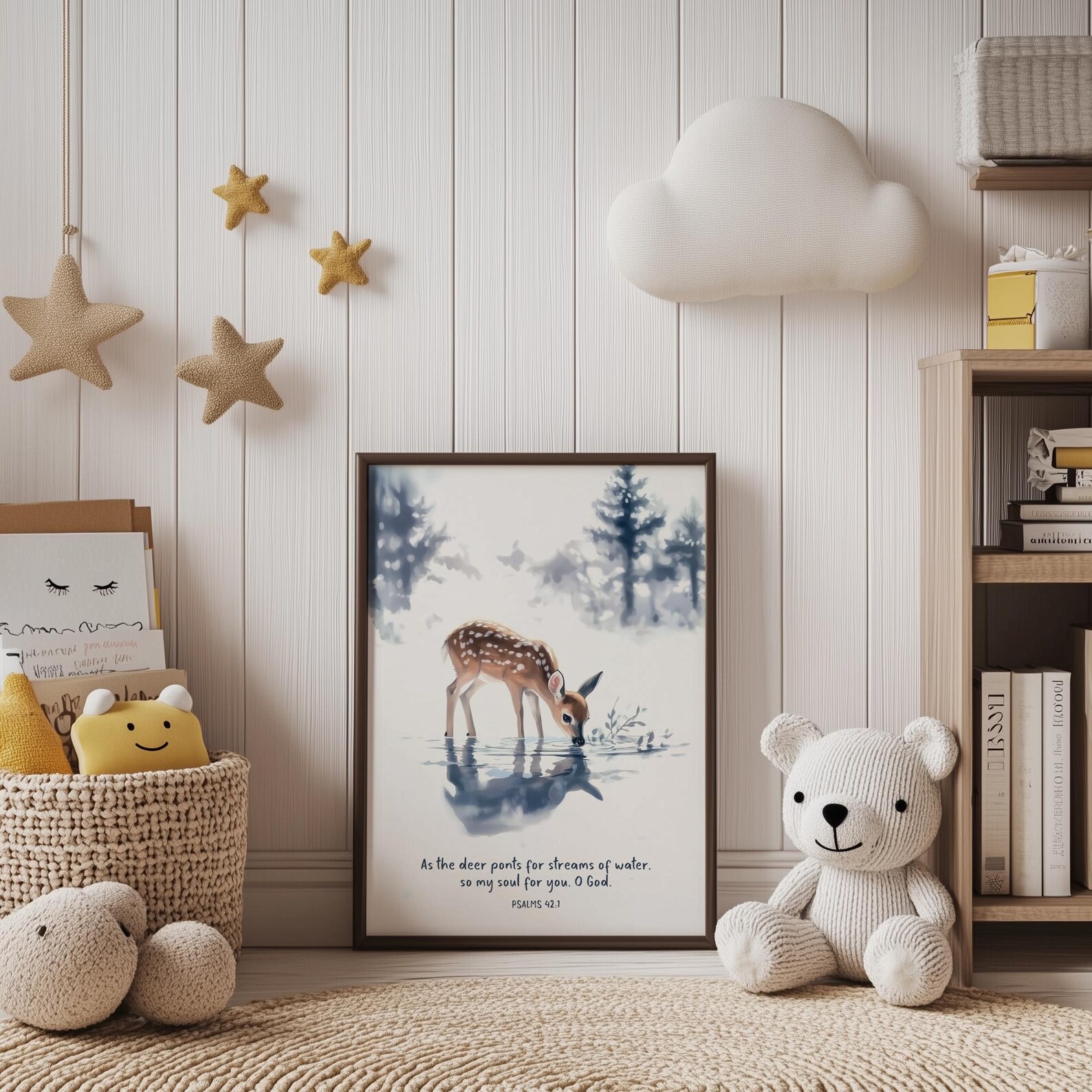 Psalm 42 1 Wall Art, Deer Bible Verse Print, Illustrated Faith, Nursery ...